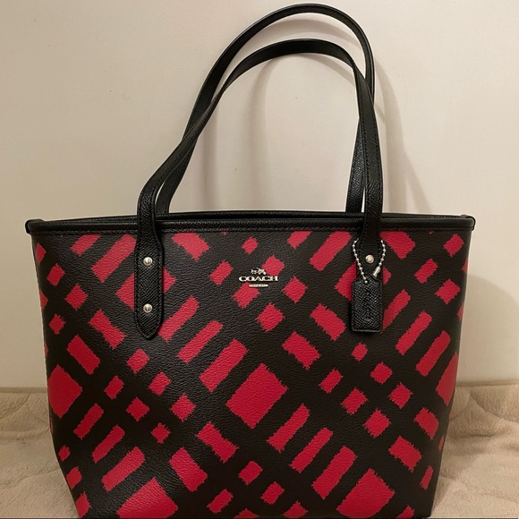 Coach | Bags | Coach Leather Mini City Zip Tote Redblack | Poshmark